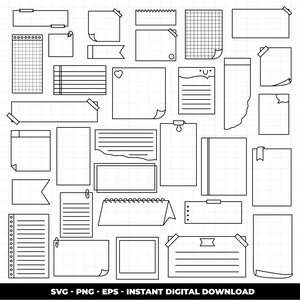 931 - Notes SVG (and Different Formats). Notes Clipart Vector. - Etsy