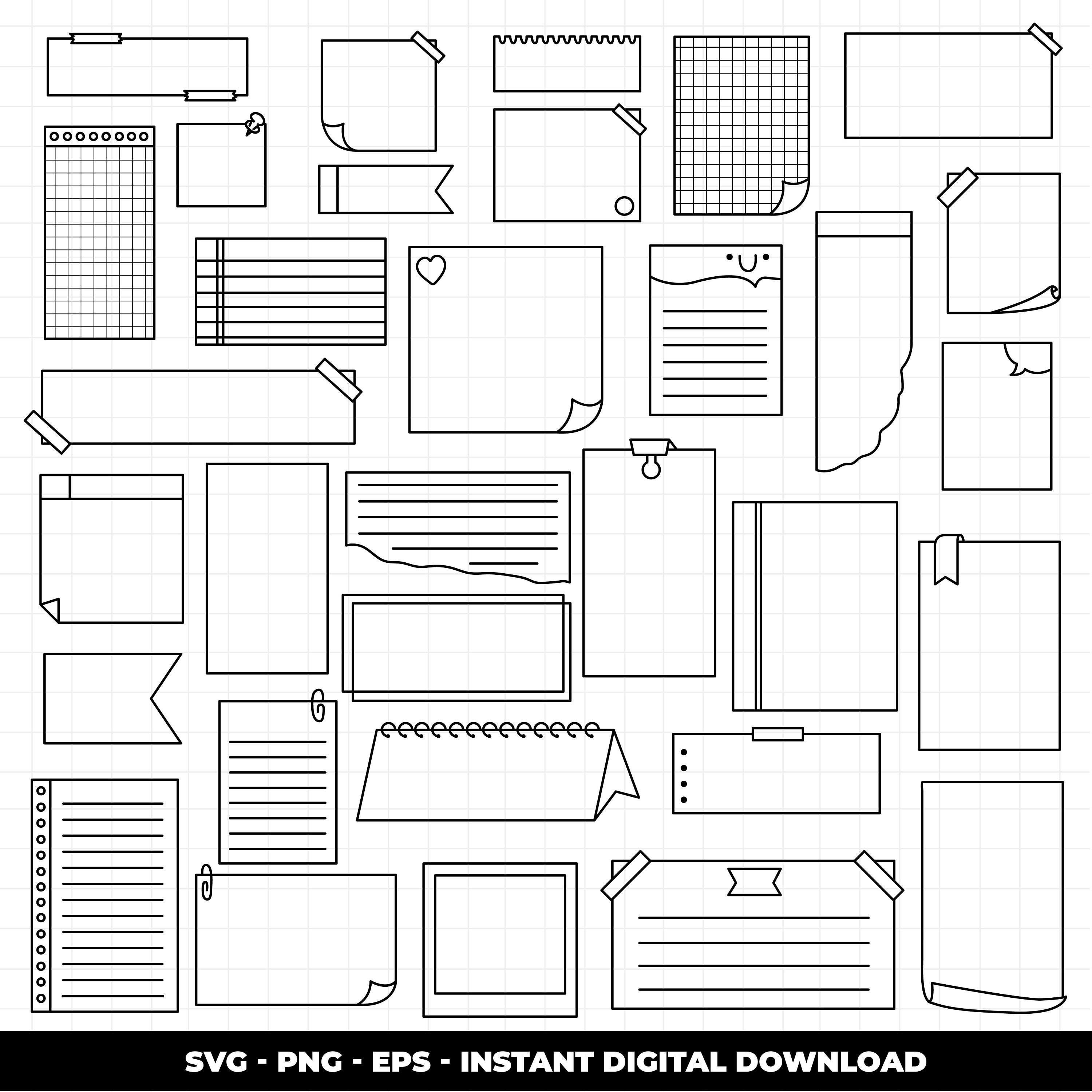 931 - Notes SVG (and Different Formats). Notes Clipart Vector. - Etsy