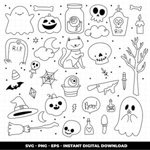 1402 - Halloween Doodles Clipart, Pumpkin Clipart, Halloween Clipart ...