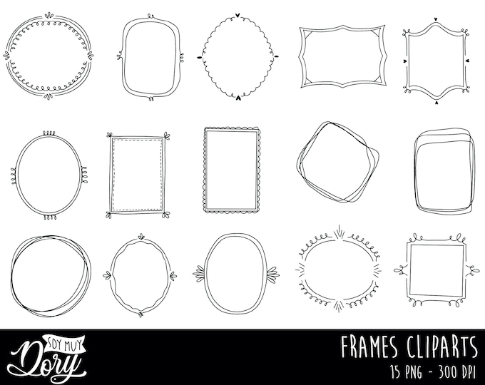Hand Drawn Vintage Frames Clipart. Doodle Frames Clipart. Vintage ...