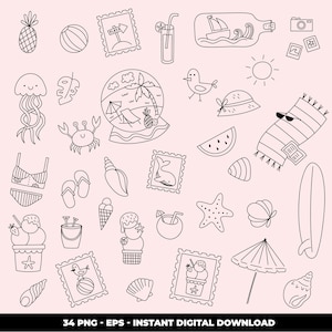 781 - Summer Doodle Clipart (EPS and PNG Format). Summer Doodle Clipart ...