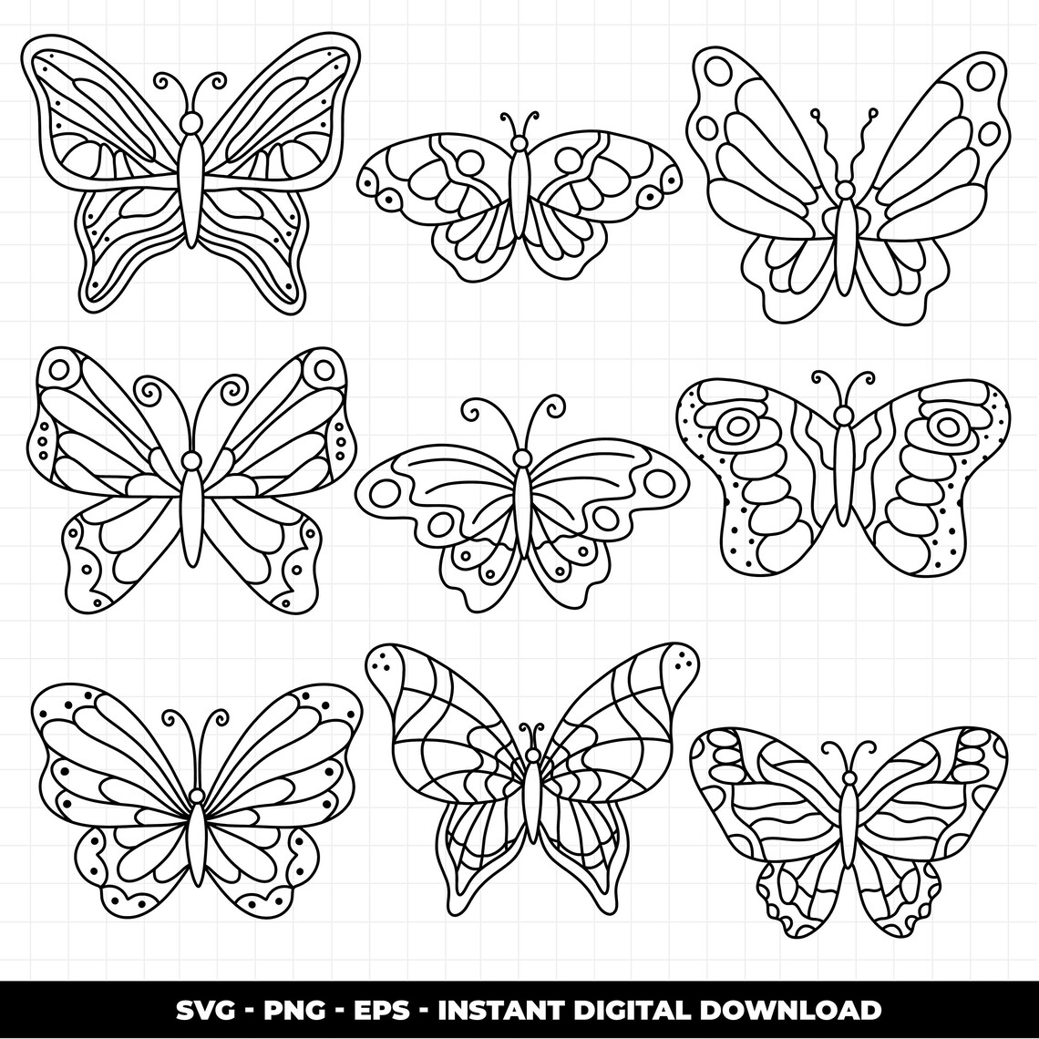 1379 - Butterflies Cliparts, Butterfly Clipart Set, Fly Art, Butterfly ...