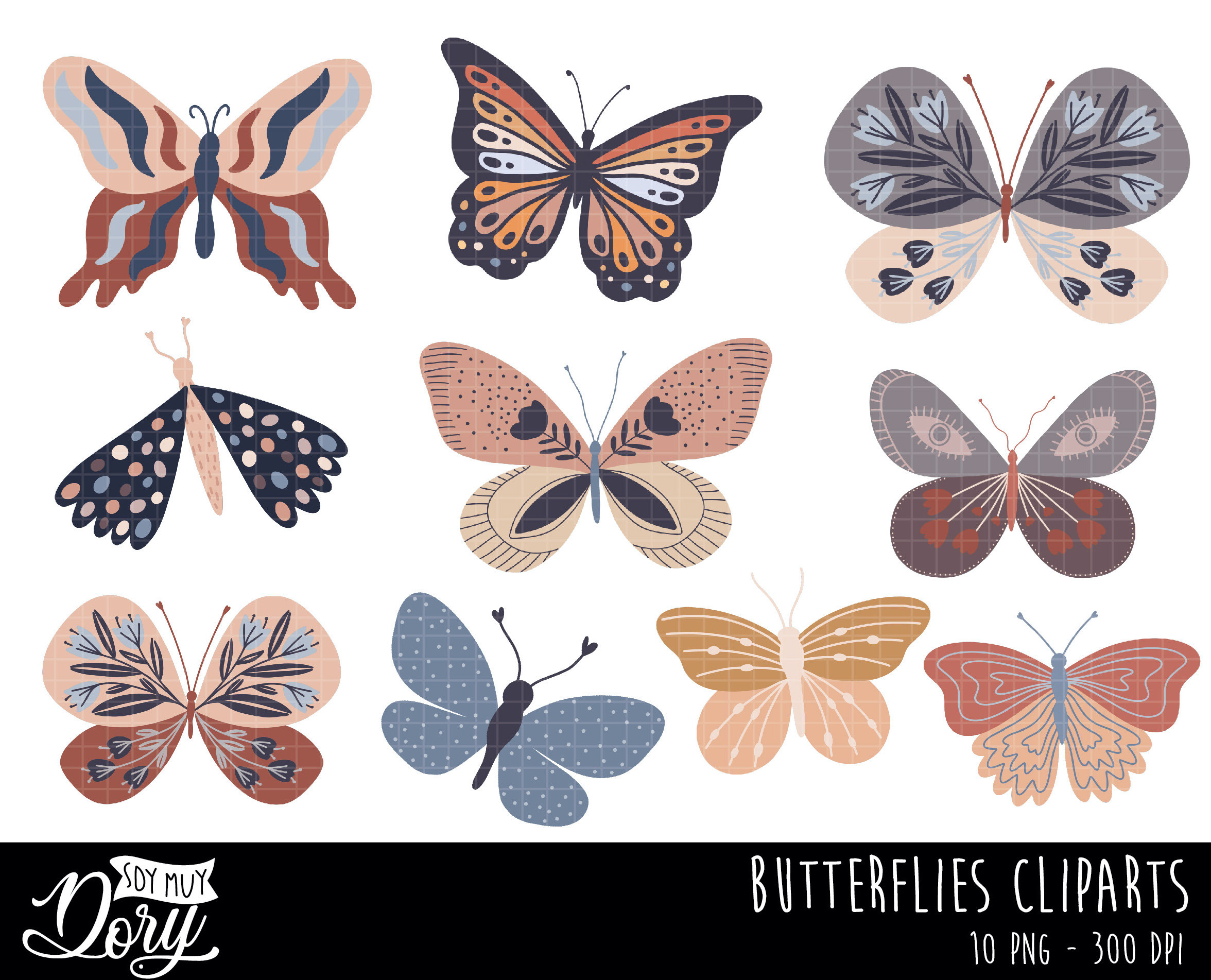 Paper, Party & Kids COD111-Butterflies cliparts /butterfly clipart set ...