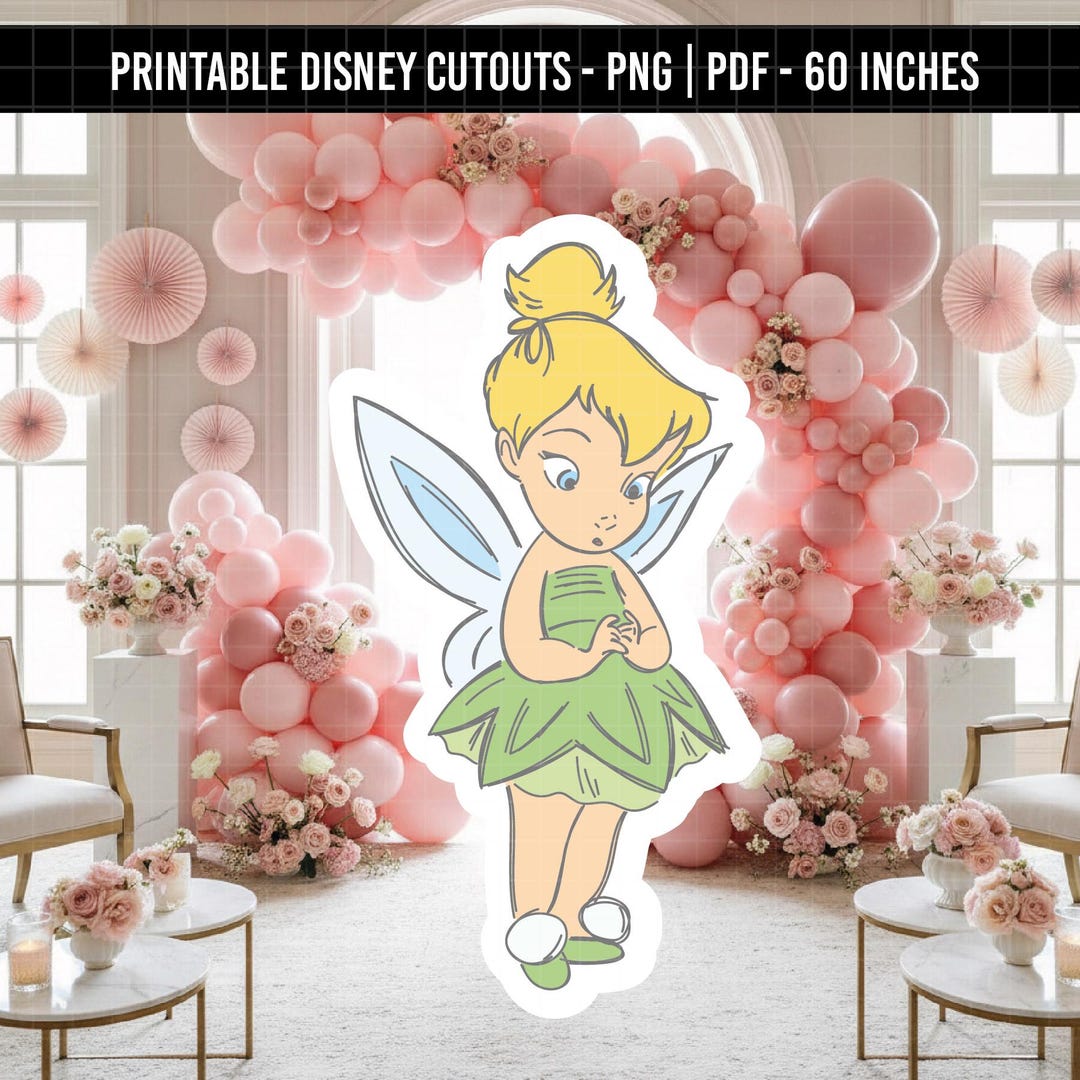 4411 - Tinker Bell Cutout PNG PDF 60" Large Party Decoration, Baby ...