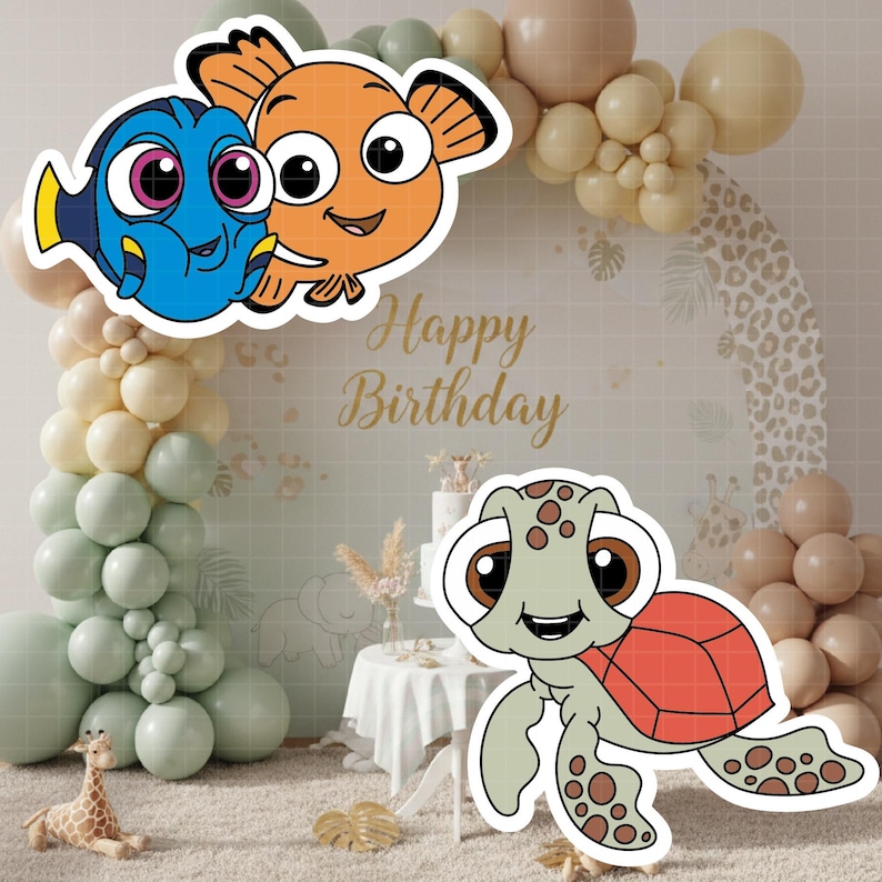 5132 - Nemo Characters Cutout Bundle PNG PDF 60" Large Party Decoration ...