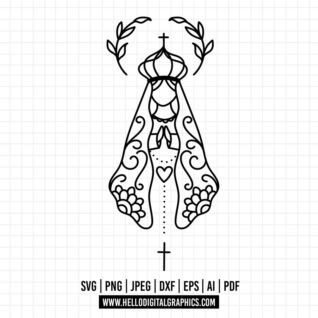 1286 - Virgin Mary SVG, EPS, PNG - First Communion Clipart Vector ...