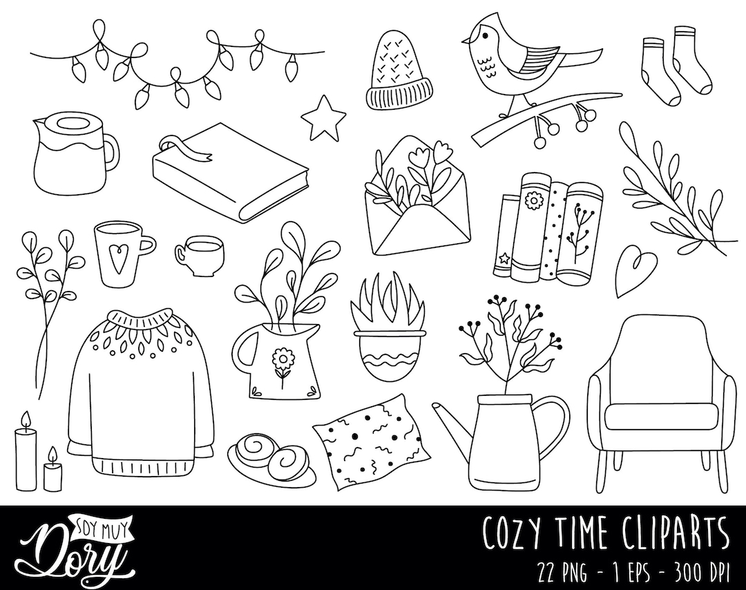 Cod0138-cozy Doodle Clipart /cozy Time Clipart/leaves Clipart/autumn ...