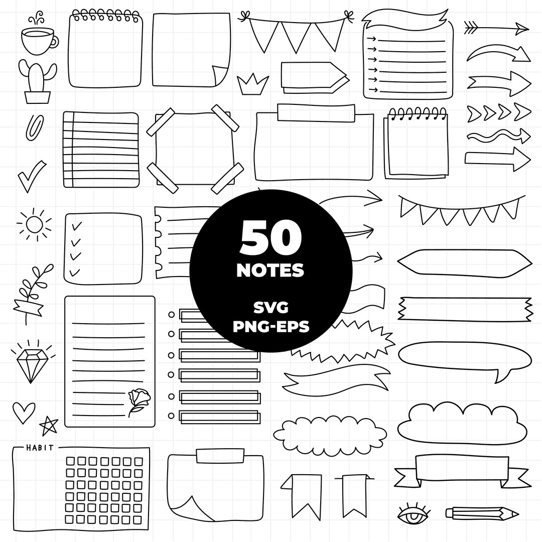 934 - Notes SVG (and Different Formats). Notes Clipart Vector. - Etsy