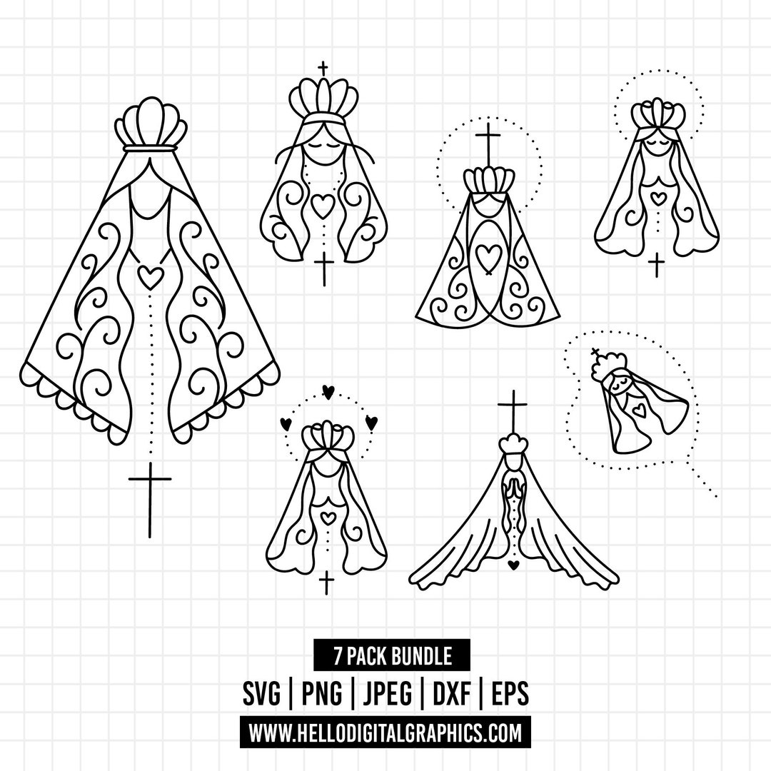 1220 - Virgin Mari SVG, EPS, PNG - First Communion Clipart Vector ...
