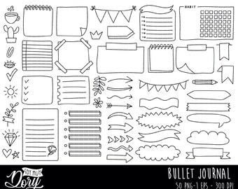 Hand Drawn Bullet Journal Clip Art. Teacher Panner - Etsy