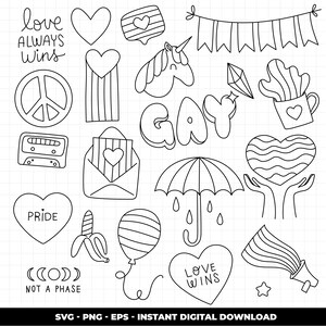 1401 - Doodle Clipart, Pride Clipart, Love is Love Clipart, LGBT ...