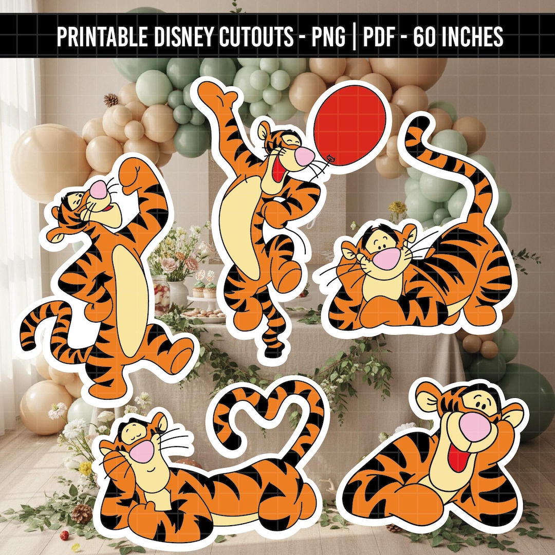 4800 - Tigger Winnie Pooh Pack Bundle Cutout PNG PDF, 60" Large Party ...