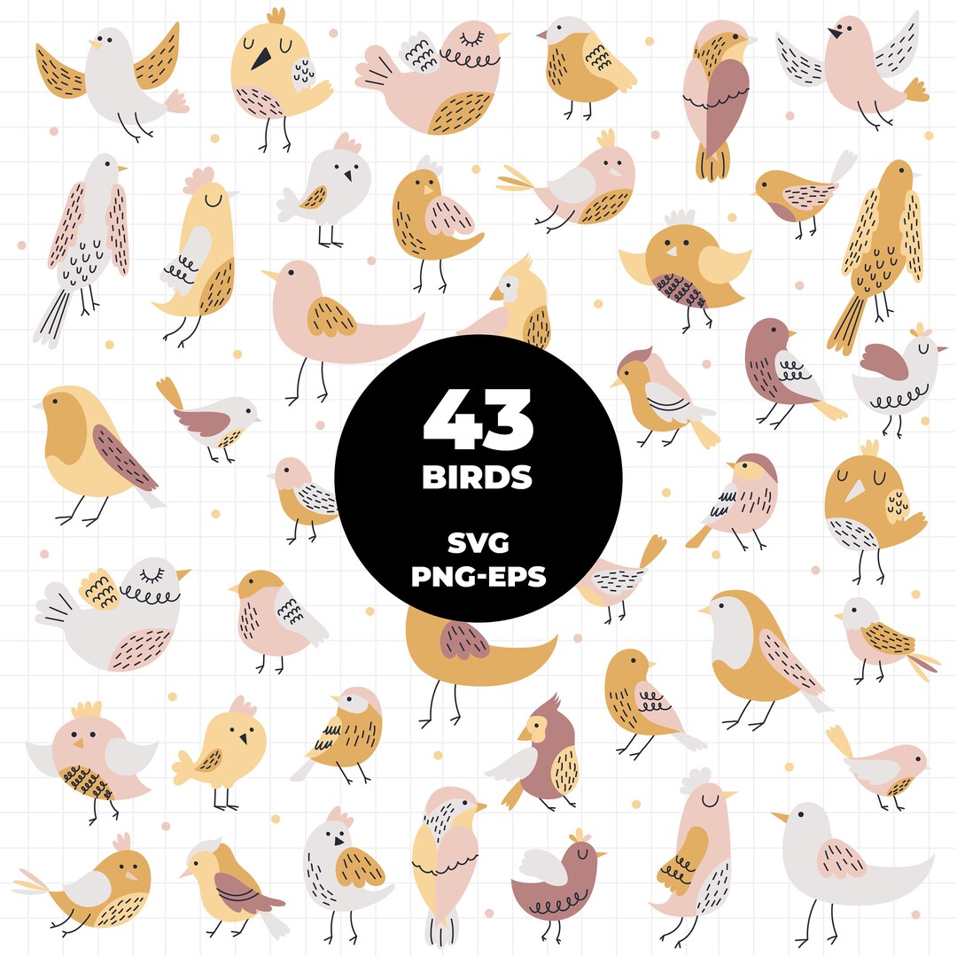 1417 - Cute Hand Drawn Digital Birds Clip/bird Clipart /little Bird ...