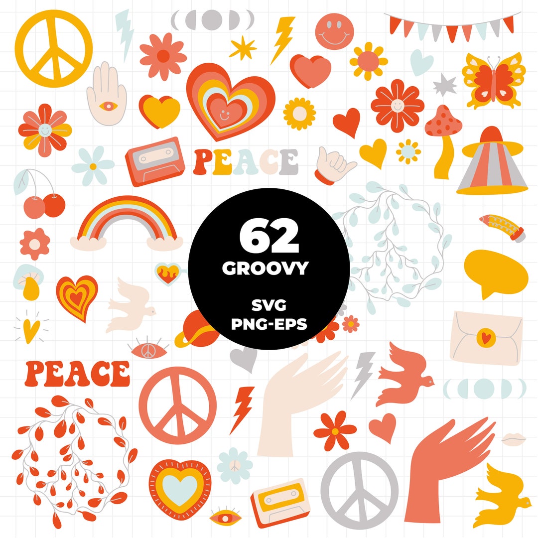 1434 - Retro Clipart/boho Hippie Clipart Clipart/groovy Cliparts ...