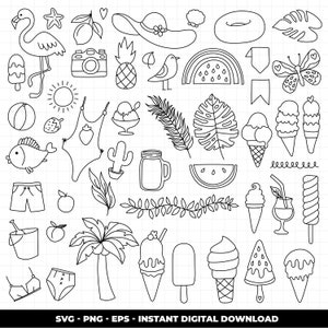 936 - Summer Doodle Clipart SVG (and Different Formats). Summer Doodle ...