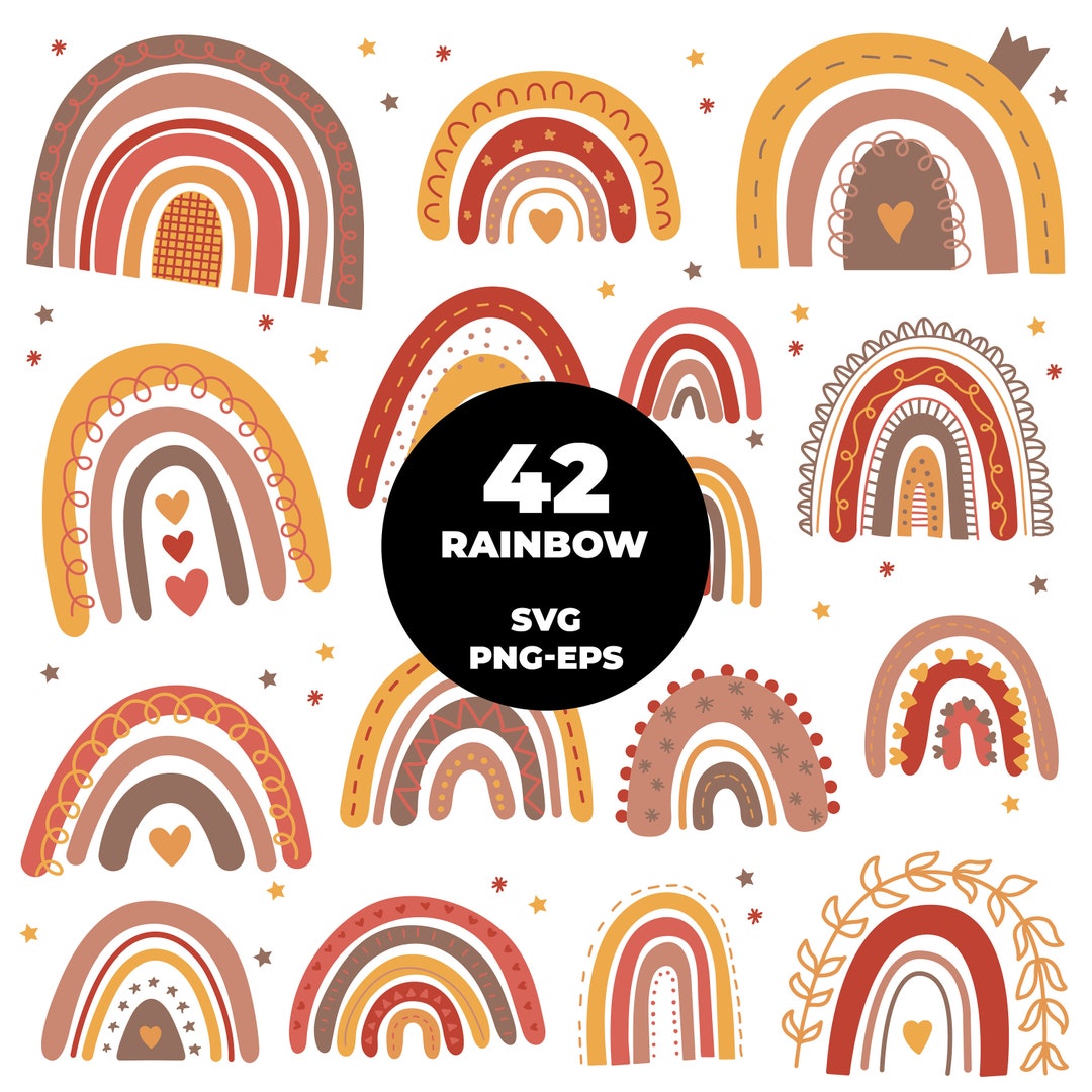 870 - Rainbows Pack Bundle SVG, EPS, PNG - Rainbows in Colors Clipart ...