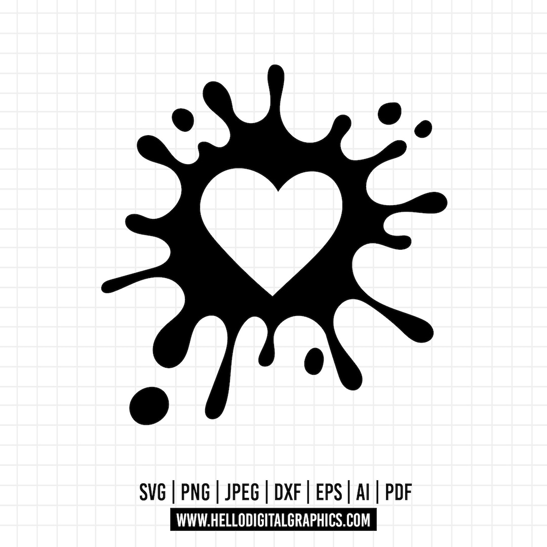 1231 - Heart in Paint Stain SVG, EPS, PNG - Paint Splatter Clipart ...