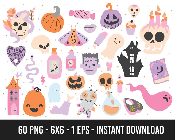 Cod208-halloween Doodles Clipart/pumpkin Clipart /halloween - Etsy