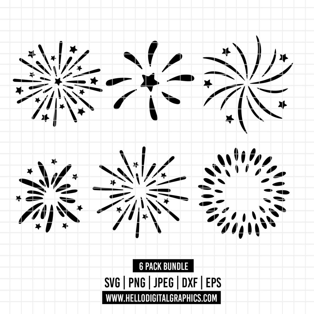 1977 - Fireworks Pack Bundle SVG,EPS,PNG - Fireworks Pack Outline ...