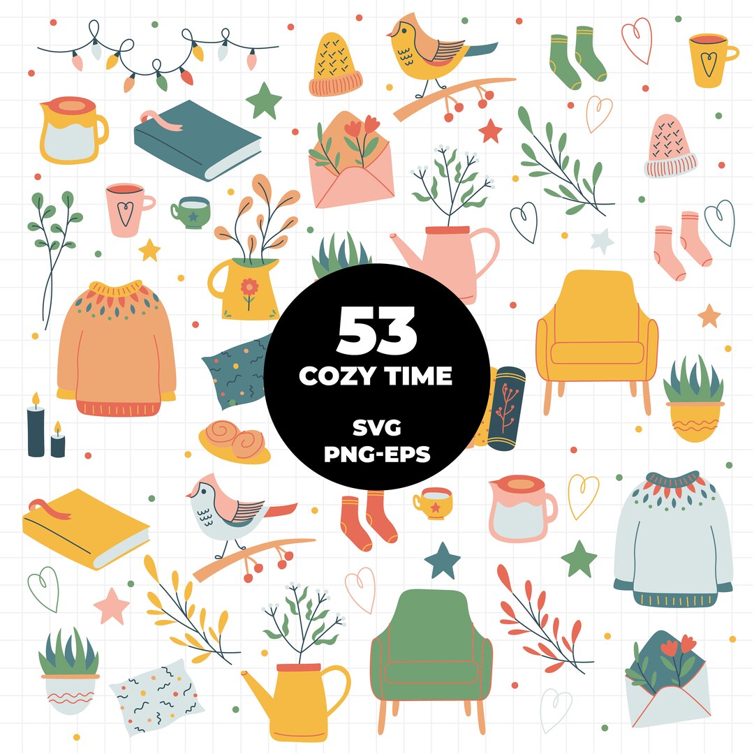1418 -cozy Doodle Clipart /cozy Time Clipart/leaves Clipart/autumn ...