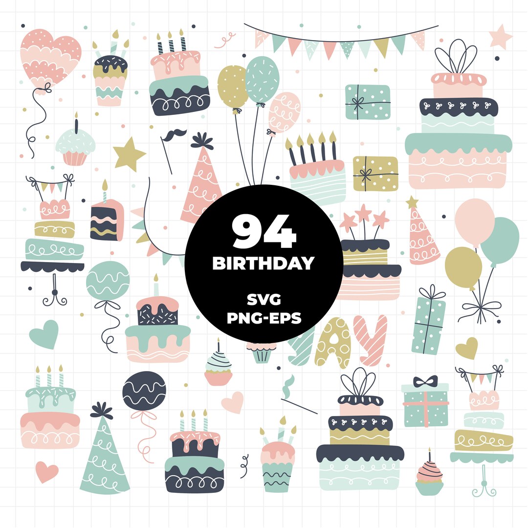 1147 - Happy Birthday Svg, Birthday Clipart, Cake Svg, Birthday Vector ...