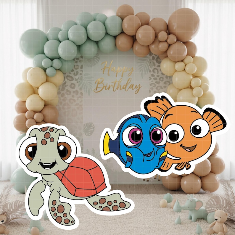 5132 - Nemo Characters Cutout Bundle PNG PDF 60" Large Party Decoration ...