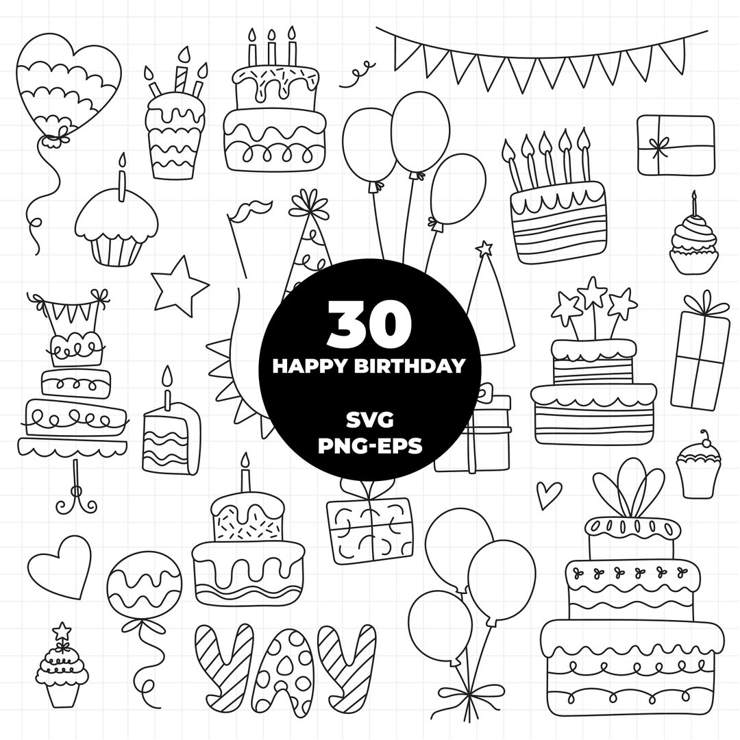 929 - Happy Birthday Pack Bundle SVG, EPS, PNG - Party Icons Clipart ...