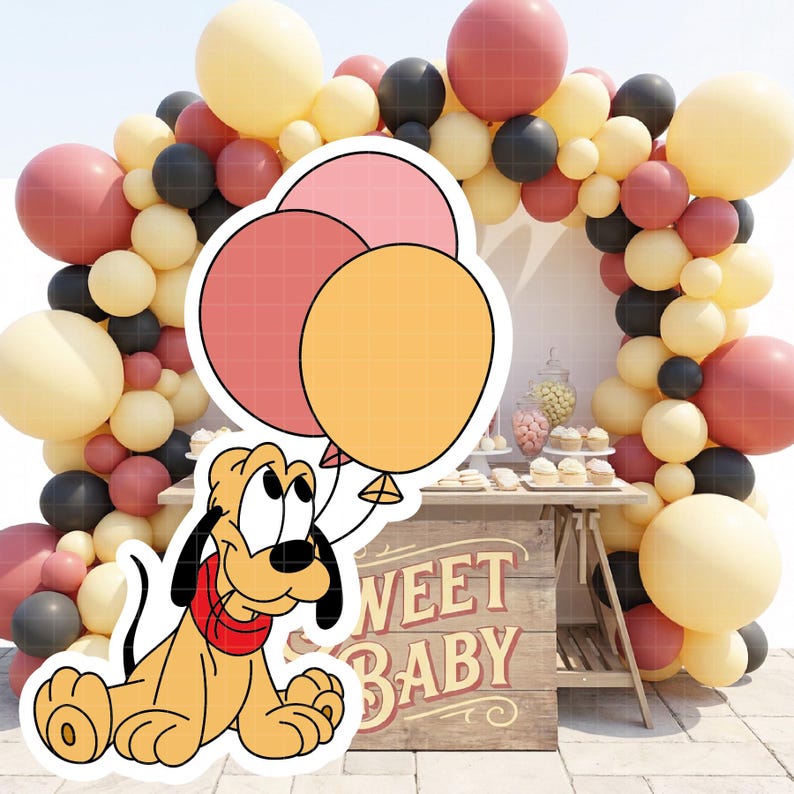 4432 - Pluto Cutout PNG PDF 60" Large Party Decoration, Baby Shower ...