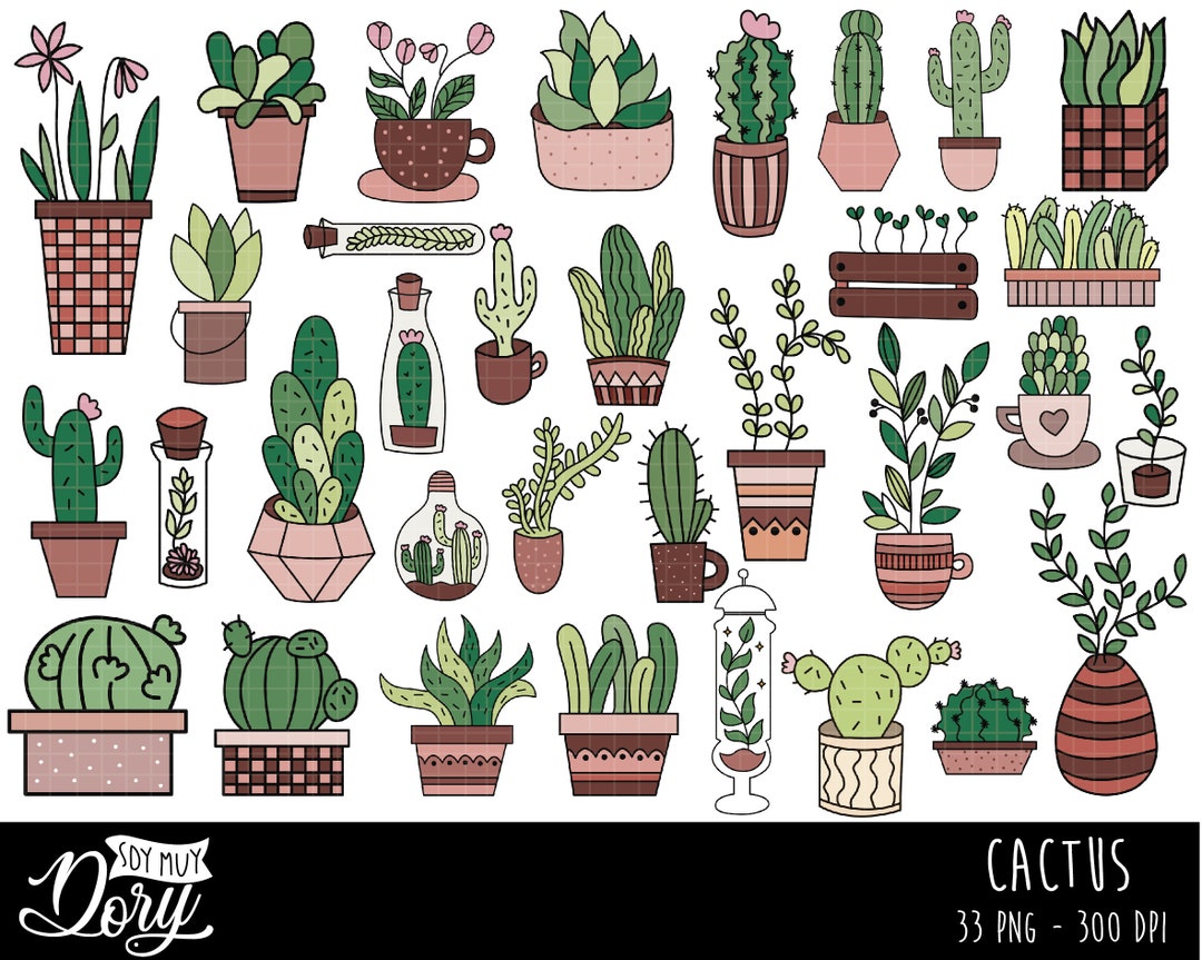 Cod102-cactus Cliparts /succulent Clipart Set/house Plants Clipart ...