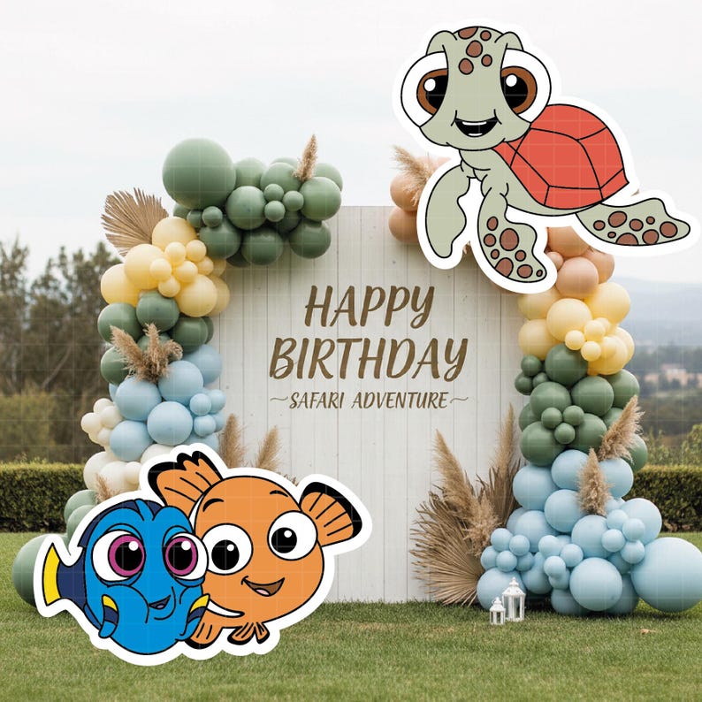 5132 - Nemo Characters Cutout Bundle PNG PDF 60" Large Party Decoration ...