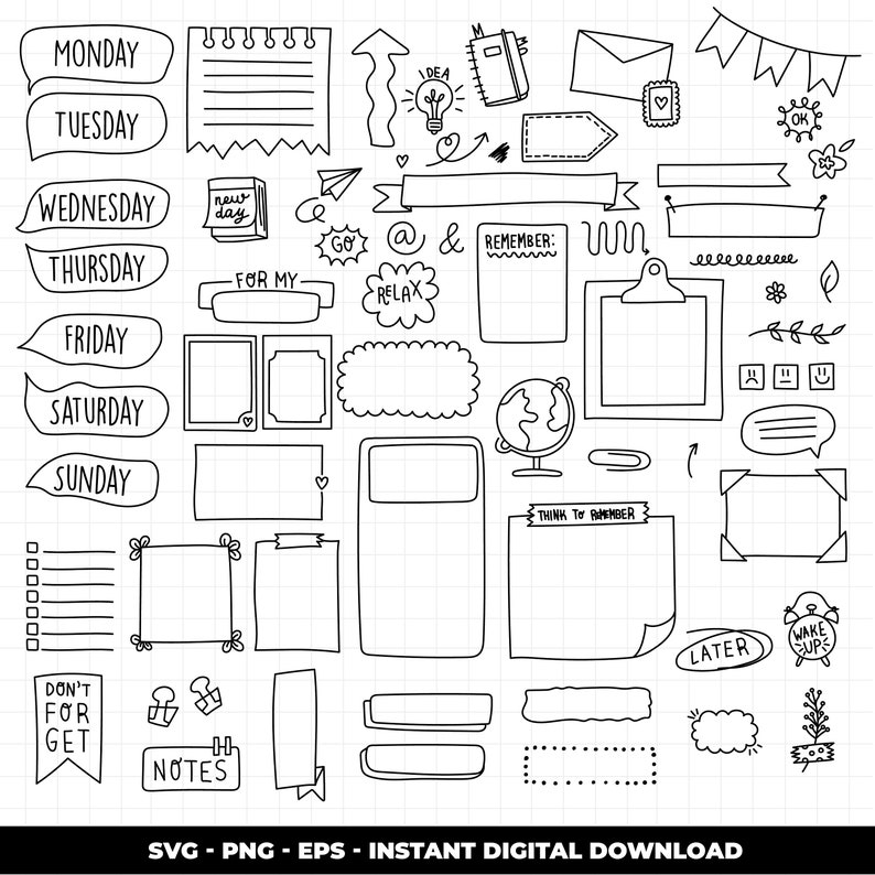 914 - Bullet Journal SVG, Png, EPS - Bullet Journal Resources Clipart ...