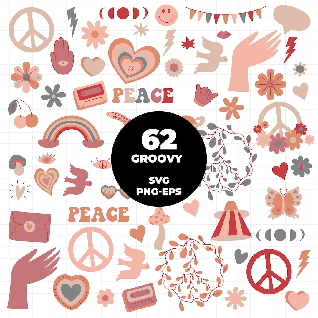 1435 -retro Clipart/boho Hippie Clipart Clipart/groovy Cliparts ...