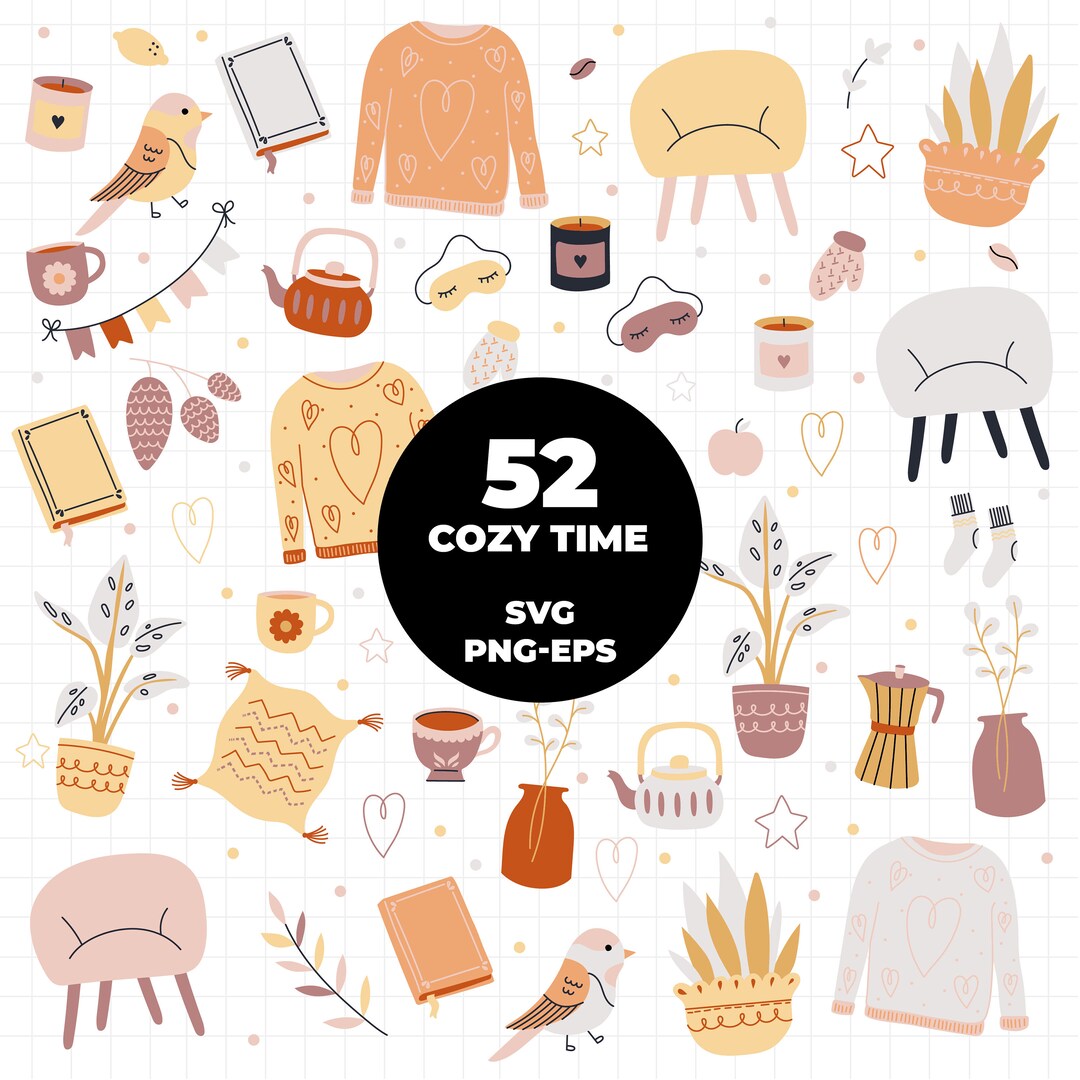 1411 - Cozy Doodle Clipart /cozy Time Clipart/leaves Clipart/autumn ...