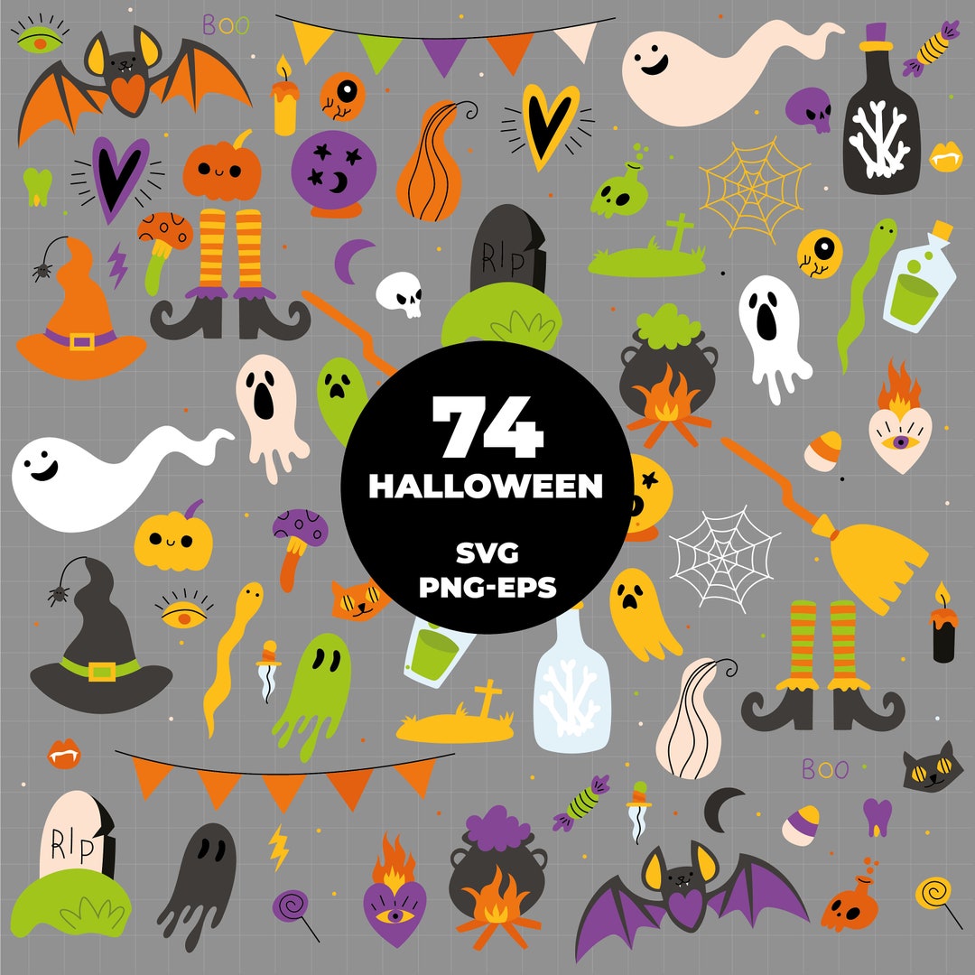 1440 - Halloween Clipart SVG, EPS, PNG - Pumpkin Clipart Vector. Spooky ...