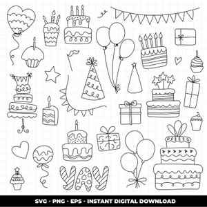 929 - Happy Birthday Pack Bundle SVG, EPS, PNG - Party Icons Clipart ...