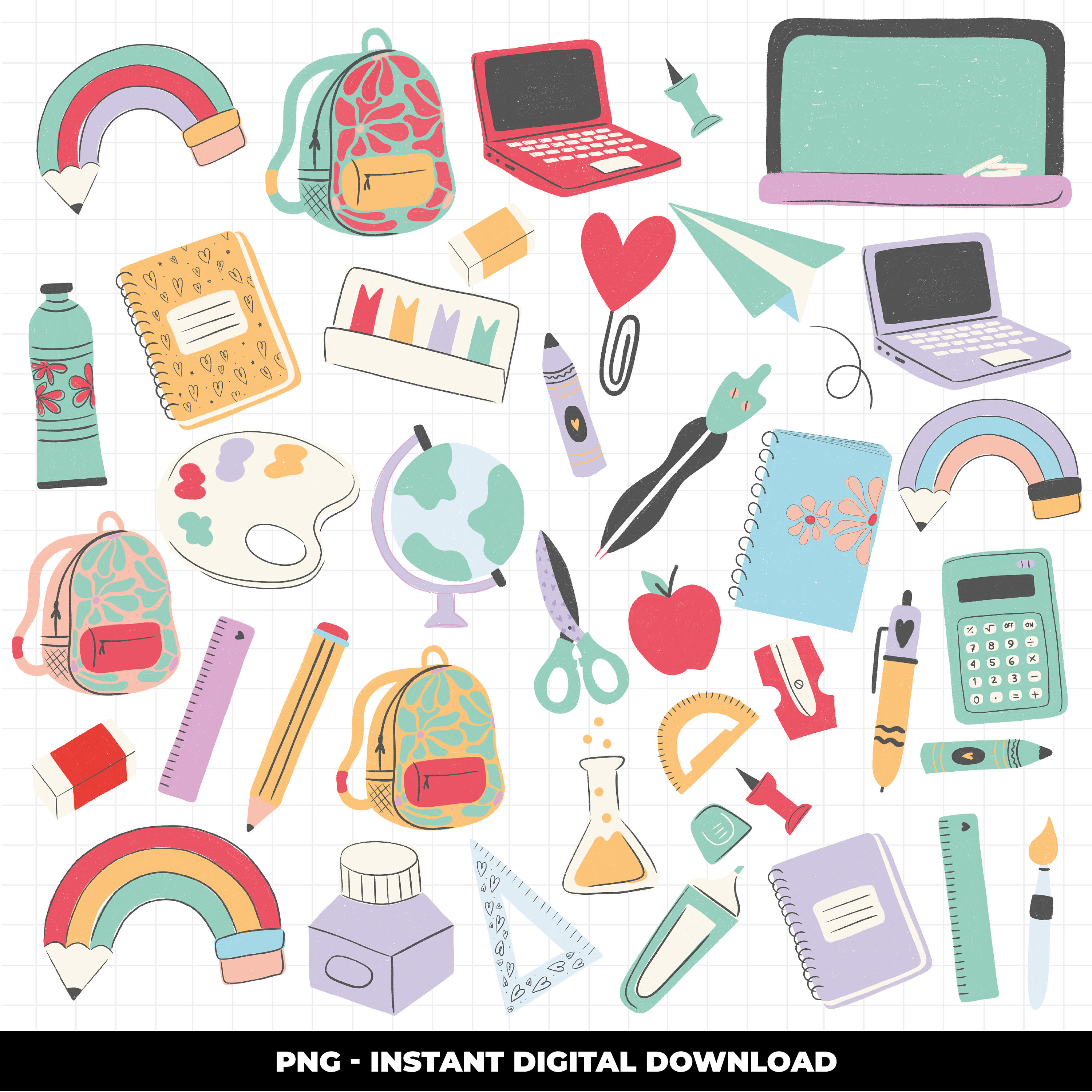 921 - Back to School Doodle Clipart (PNG Format). Resources for Back to ...