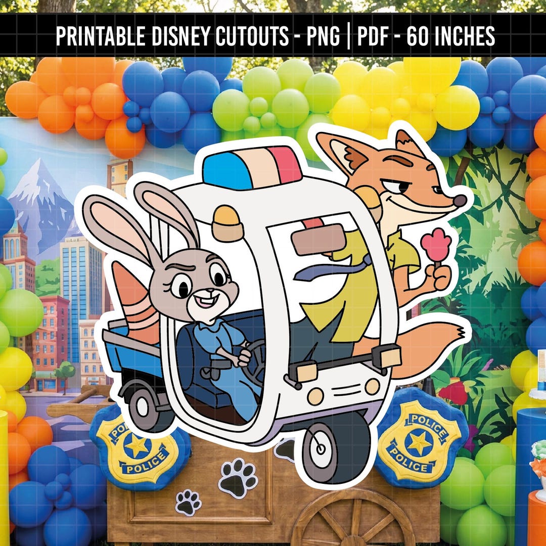 5555 - Judy & Nick From Zootopia Cutout PNG PDF 60" Large Party ...
