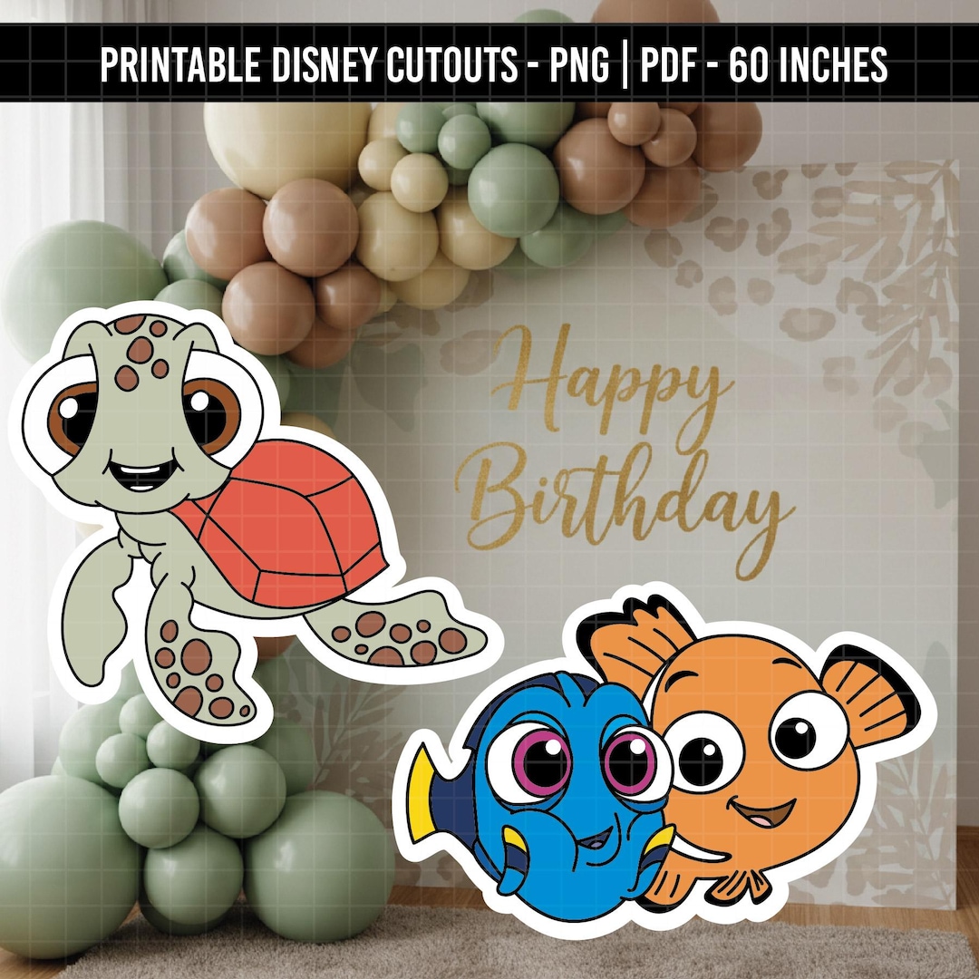 5132 - Nemo Characters Cutout Bundle PNG PDF 60" Large Party Decoration ...