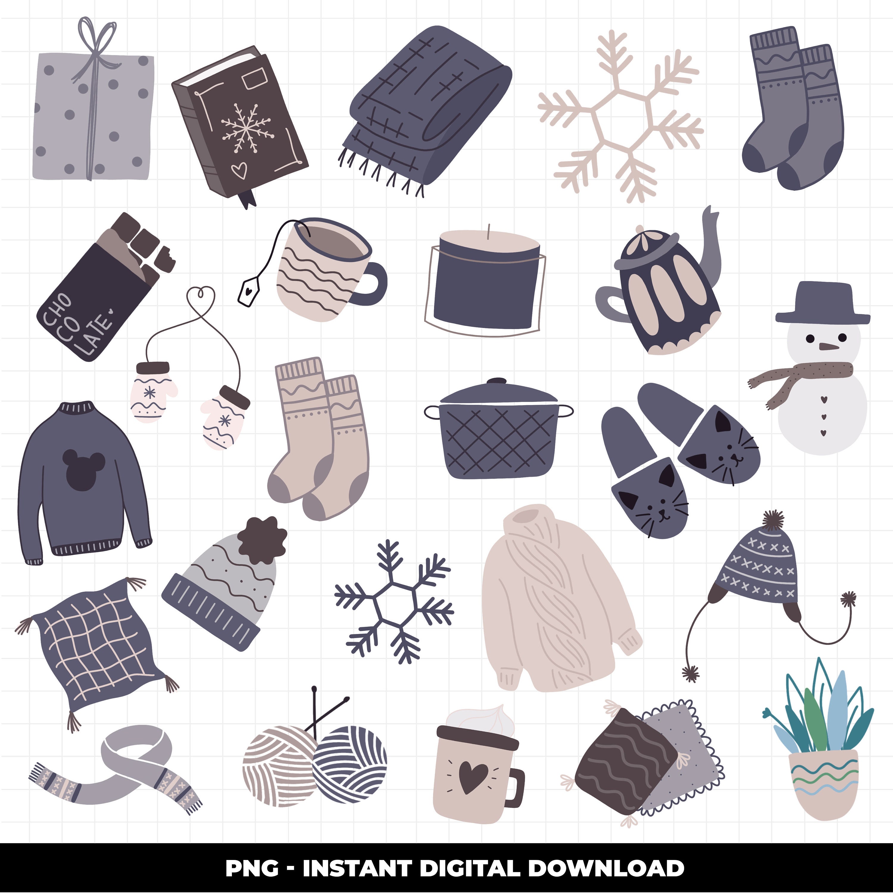 1374 - Winter Elements Clipart, Winter Clipart, Holiday Printable ...