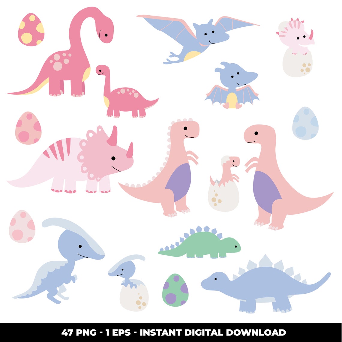 797 - Dinosaur Clipart Mega Pack Bundle (EPS and PNG Format). Baby ...