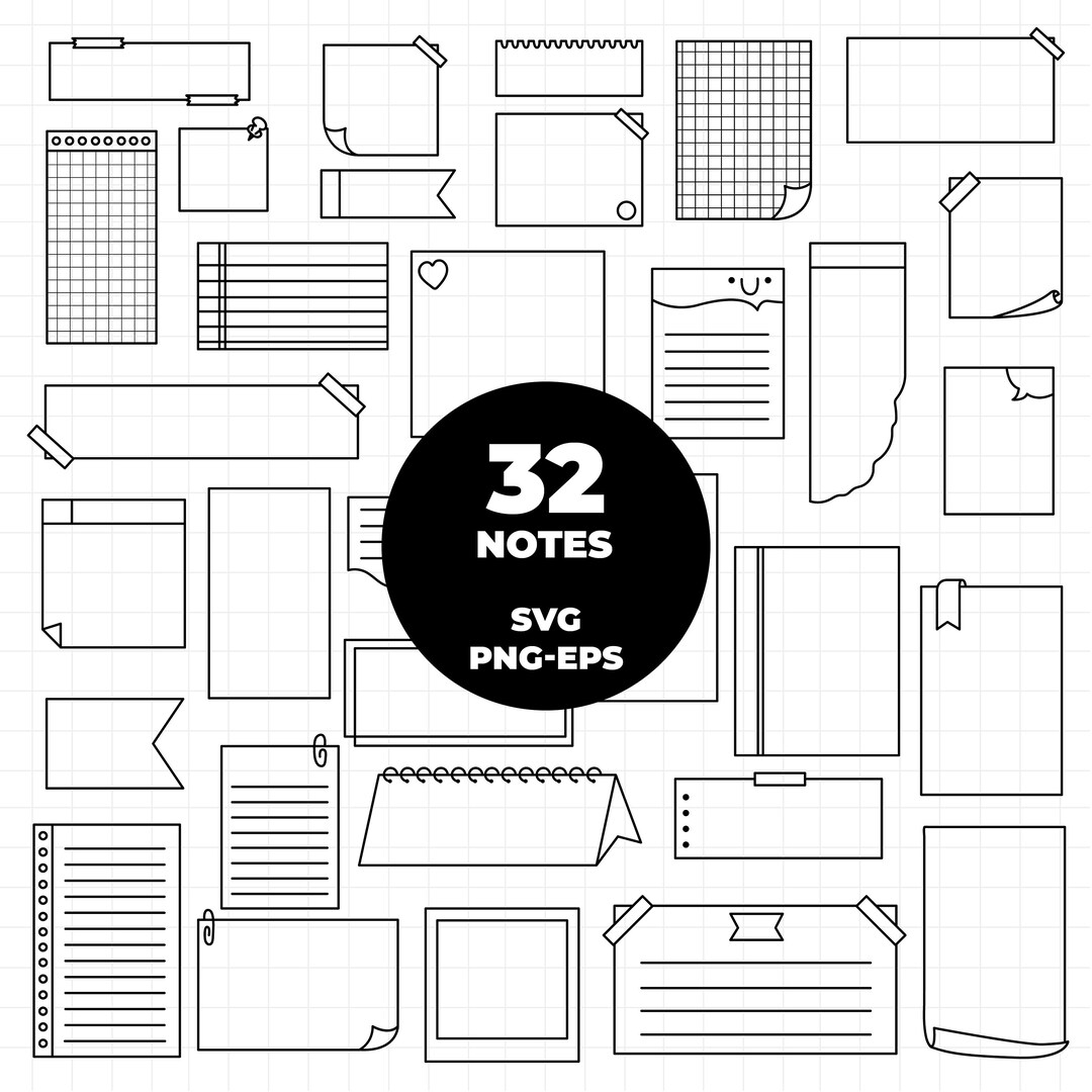 931 - Notes SVG (and Different Formats). Notes Clipart Vector. - Etsy