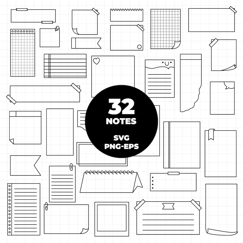 931 - Notes SVG (and Different Formats). Notes Clipart Vector. - Etsy