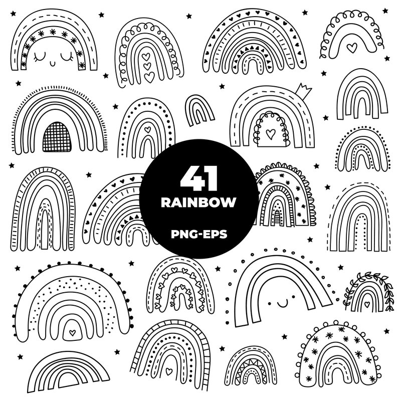 868 - Rainbows Pack Bundle Clipart (EPS and PNG Format). Rainbows ...