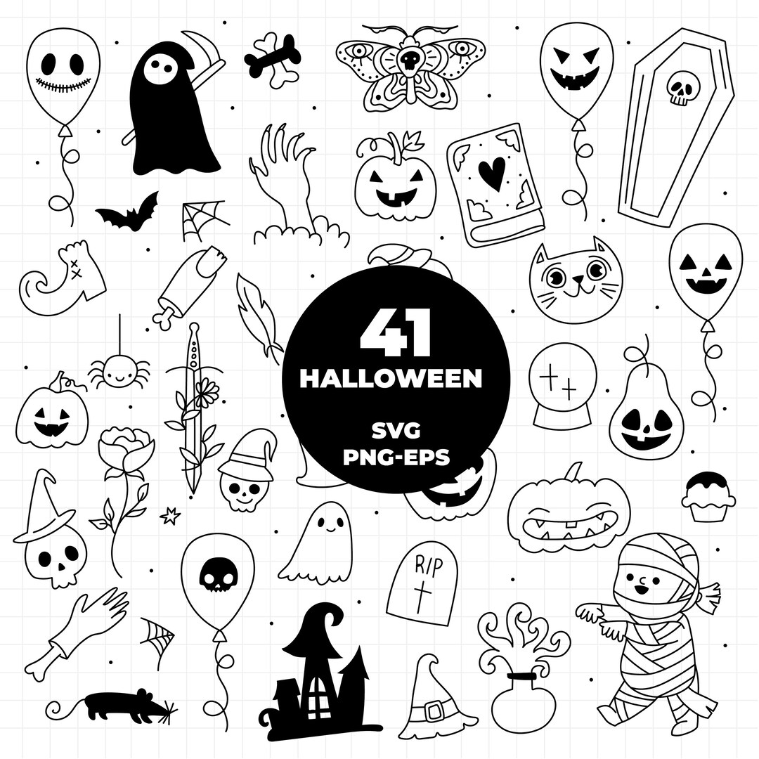 1383 - Halloween Doodles Clipart #2/pumpkin Clipart /halloween Clipart ...