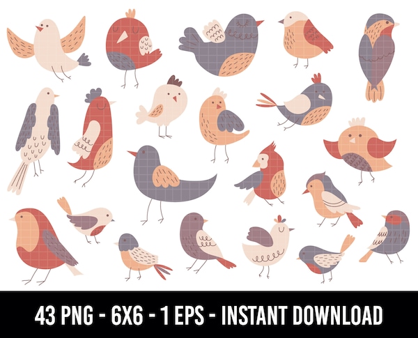 Folk Art Clipart Birds Clipartclip Art Birds Clipart - Etsy Canada