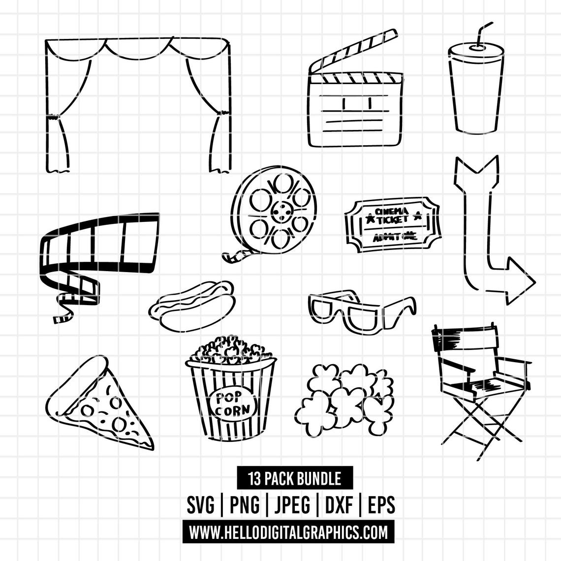 1975 - Movie Svg, Cinema Icons Pack Bundle SVG, EPS, PNG - Cinema ...