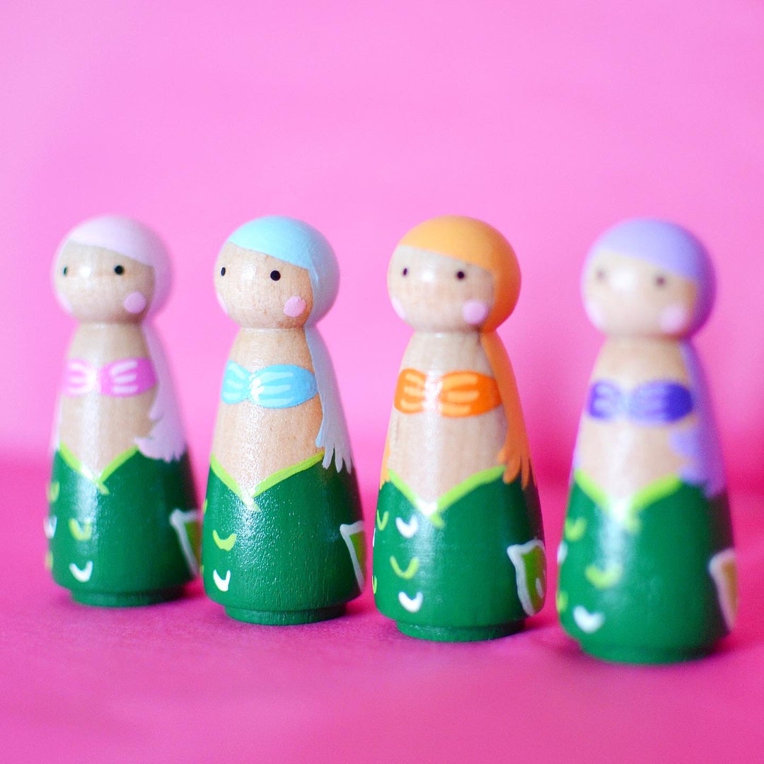 Mermaid Peg Doll Set - Etsy