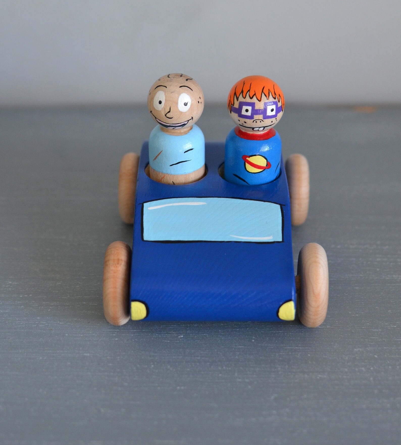 Hand-painted Wooden Car Simple Peg Doll Car | Etsy