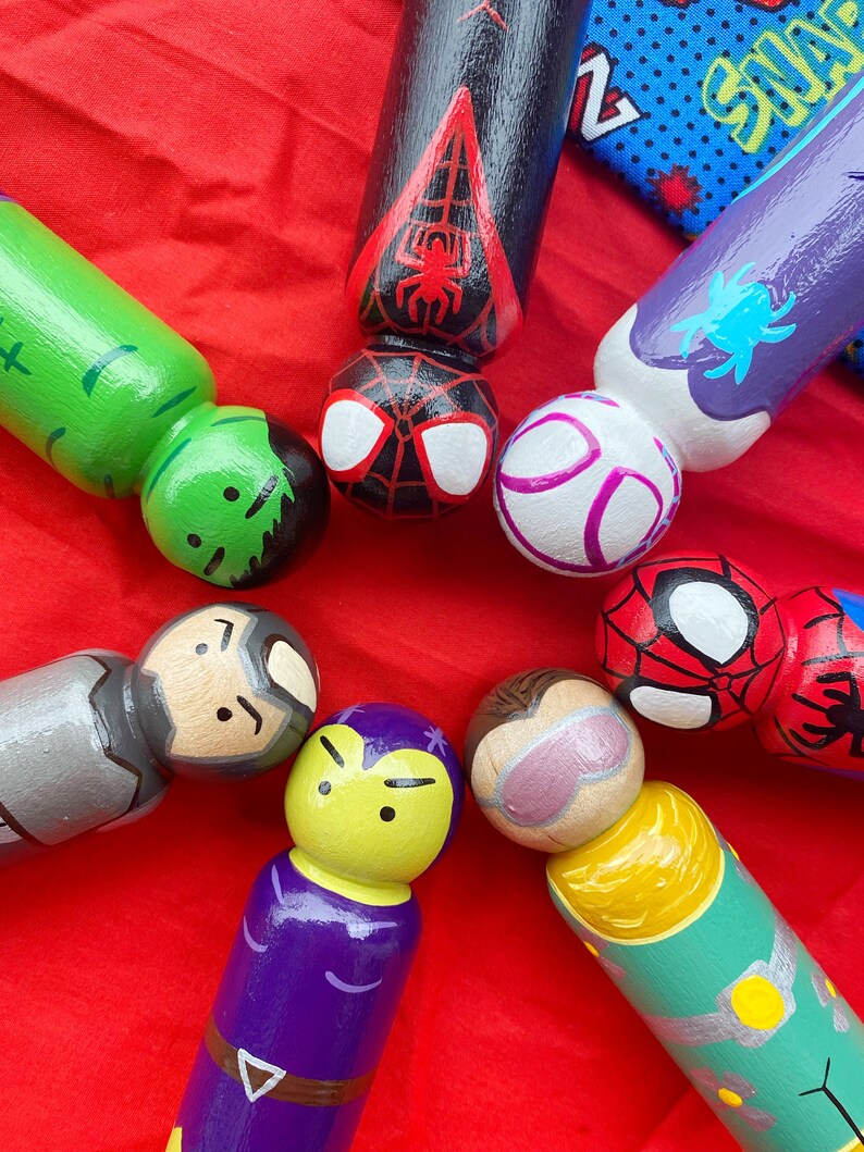 Spidey and Friends Peg Dolls - Etsy
