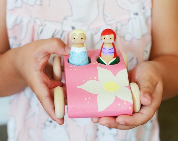 Flower Power Peg Doll Car - Etsy